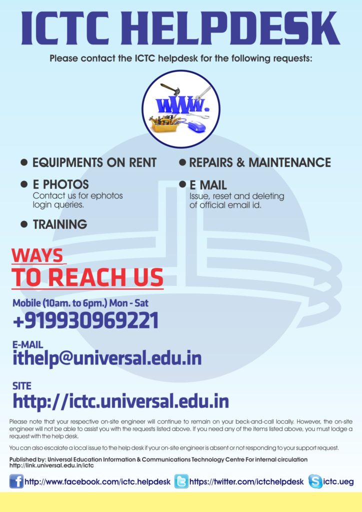 ICTC Helpdesk – Universal Education – IT support